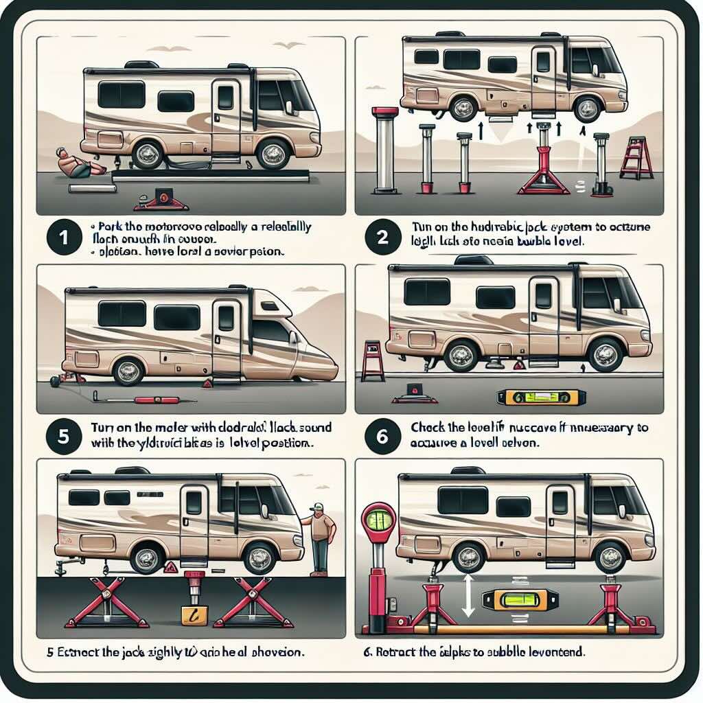 How to level motorhome with hydraulic jacks?
